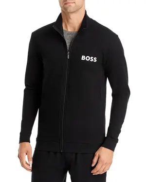 BOSS Ease Cotton Logo Print Full Zip Jacket