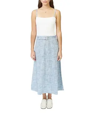 Central Park West Serena Belted Twofer Dress - Light Blue