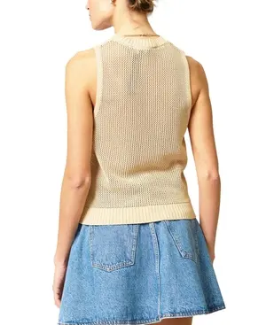 Central Park West Eden Palm Tree Mesh Shell Sweater