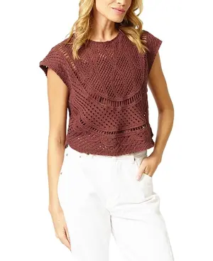 Central Park West Ember Machine Crochet Top - Chocolate