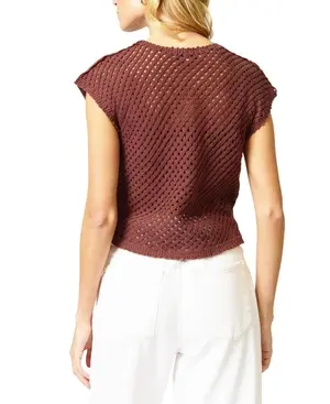 Central Park West Ember Machine Crochet Top - Chocolate