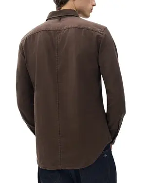 Rag & Bone Tomlin Stretch Dobby Button Front Shirt - Dark Brown