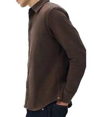 Rag & Bone Tomlin Stretch Dobby Button Front Shirt - Dark Brown