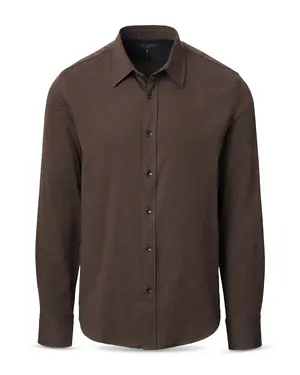 Rag & Bone Tomlin Stretch Dobby Button Front Shirt - Dark Brown
