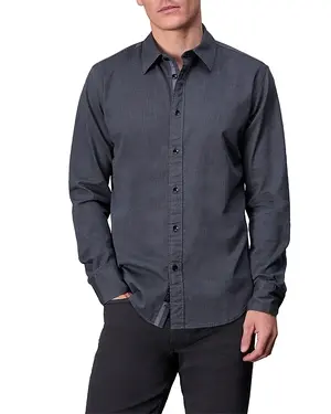 Rag & Bone Tomlin Stretch Dobby Button Front Shirt Shark Blue