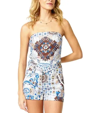 Central Park West Paisley Bandau And Shorts Set - Blue Multicolor