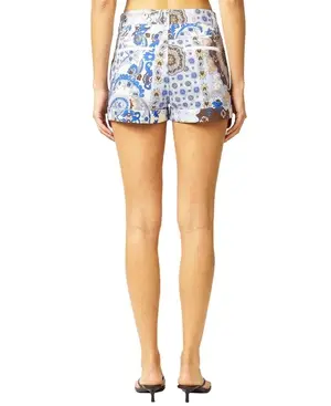 Central Park West Paisley Belted Shorts