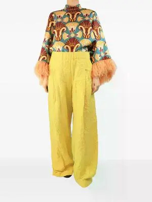 Dries Van Noten Crinkled Wide Leg Trousers