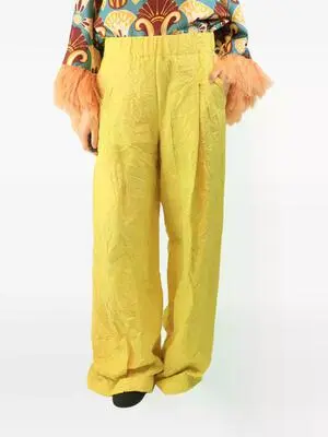 Dries Van Noten Crinkled Wide Leg Trousers