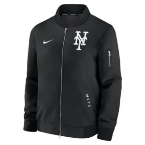 Nike New York Mets Authentic Collection Dugout Bomber Jacket - Black