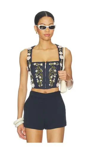 Agua Bendita Cornalina Valle Top In Navy