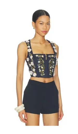 Agua Bendita Cornalina Valle Top In Navy