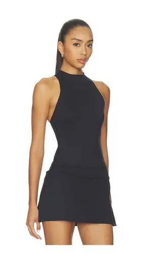 NIKESKIMS Matte Mock Neck Racer Tank In Black