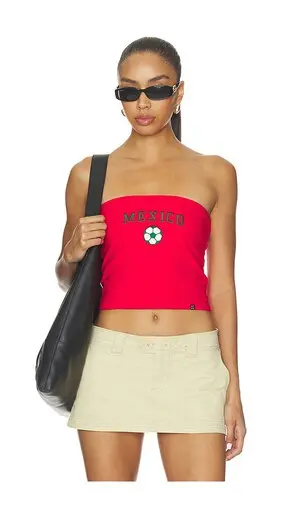 HYPE AND VICE Mexico Embroidered Tube Top - Red