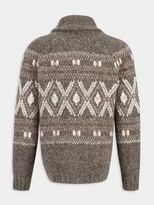 Brunello Cucinelli Geometric Jacquard Alpaca Blend Cardigan