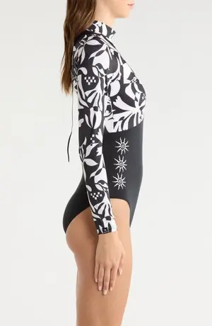 Rip Curl Geometric Print Long Sleeve One-piece Rashguard
