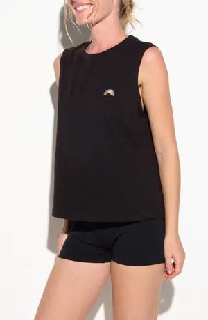 Spiritual Gangster Embroidered Rainbow Muscle Tank
