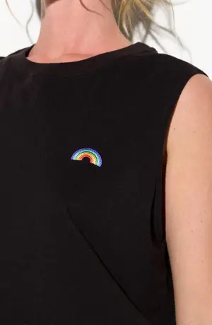 Spiritual Gangster Embroidered Rainbow Muscle Tank
