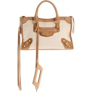 Balenciaga Small Le City Canvas & Leather Bag - 9226 Natural/camel