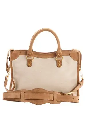 Balenciaga Small Le City Canvas & Leather Bag