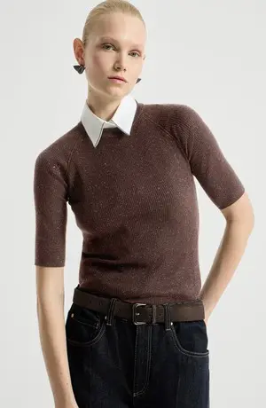 Brunello Cucinelli Sparkling Cashmere Lightweight Sweater