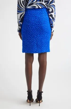 St. John Wool Blend Fringed Eyelash Yarn Skirt
