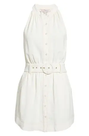 Ramy Brook Ramy Brook Sleeveless Belted Minidress With Contrast Stitching Ivory
