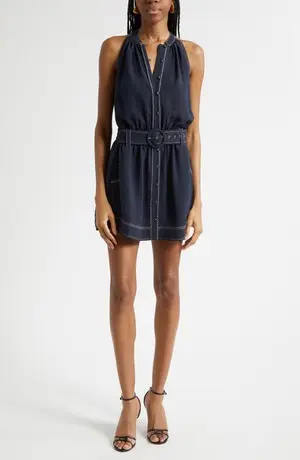 Ramy Brook Mavi Sleeveless Belted Minidress - Navy