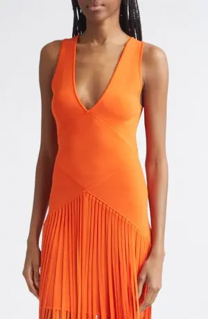 TOCCIN Toccini Patricia Seamed Fringe Hem Midi Dress
