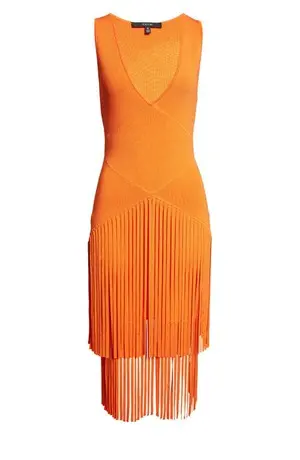 TOCCIN Toccini Patricia Seamed Fringe Hem Midi Dress