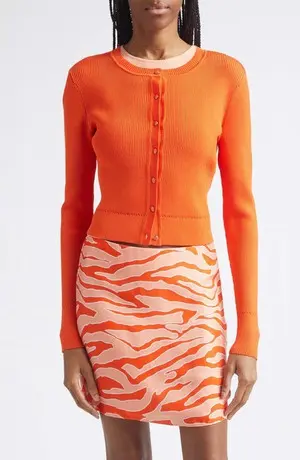 TOCCIN Zoe Crop Fitted Cardigan - Flame