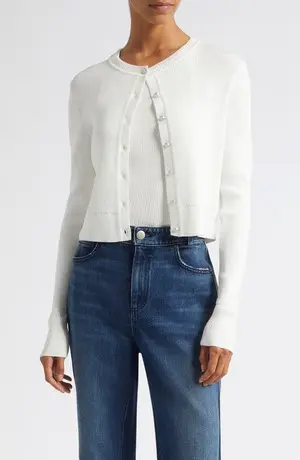 TOCCIN Zoe Crop Fitted Cardigan - Optic