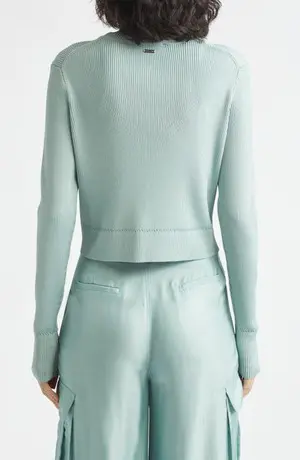 TOCCIN Zoe Crop Fitted Cardigan - Seabreeze