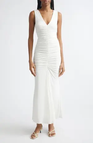 TOCCIN Inez Ruched Sleeveless Dress - Coconut