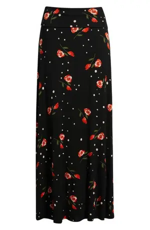 Loveappella Floral Print Maxi Skirt