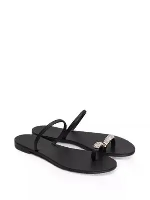 NICOLAS LAINAS Crystal Embellished Toe-strap Sandals