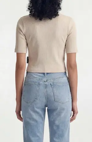 Brooklyn Industries Ribbed Henley Top With Elbow Sleeves