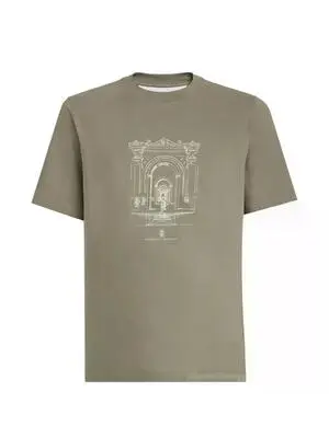 Brunello Cucinelli Cotton Jersey Crew Neck T-shirt With Print