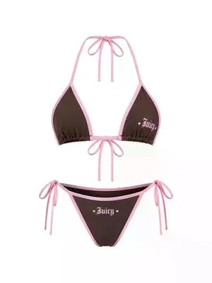 Juicy Couture Logo Print Triangle Bikini