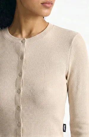Brooklyn Industries Button Front Long Sleeve Rib Top