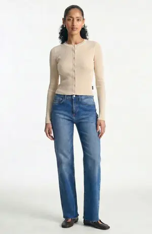 Brooklyn Industries Button Front Long Sleeve Rib Top