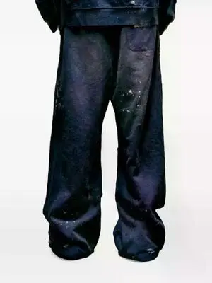 SATOSHI NAKAMOTO Luke Distressed-effect Wide-leg Track Pants - Blue