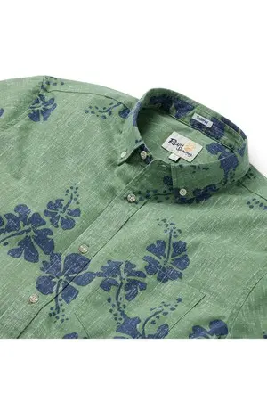Reyn Spooner 50th State Tailored Fit Short Sleeve Button Down Shirt - Jade