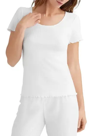 Tommy John Pointelle Rib Lounge T-shirt - White