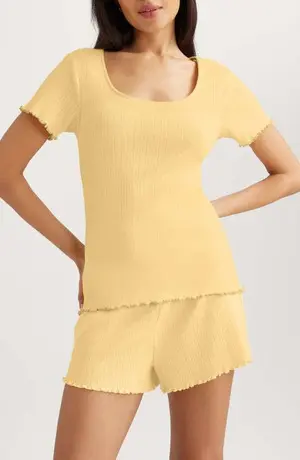Tommy John Pointelle Rib Lounge T-shirt - Yellow