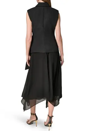 Donna Karan New York Mixed Media Belted Midi Dress