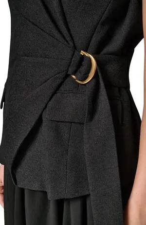 Donna Karan New York Mixed Media Belted Midi Dress