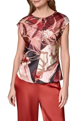 Donna Karan New York Abstract Print Cap Sleeve Shirt - Burnout Multi