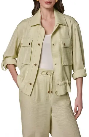 Donna Karan New York Roll-tab Sleeve Jacket With High-shine Snaps - Citrus