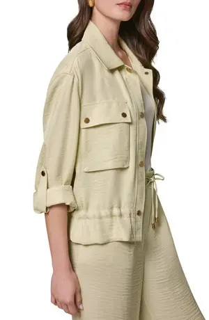 Donna Karan New York Roll-tab Sleeve Jacket With High-shine Snaps